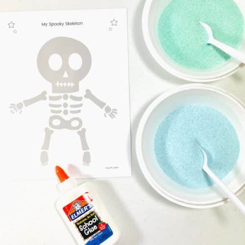 Easy Skeleton Craft - Preschool Sand Art (Free Printable!)