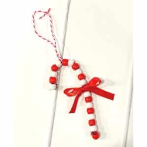 Easy Bead Candy Cane Ornament DIY - Simply Full of Delight