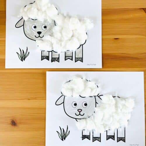 Easy Cotton Ball Sheep Craft (Free Printable)