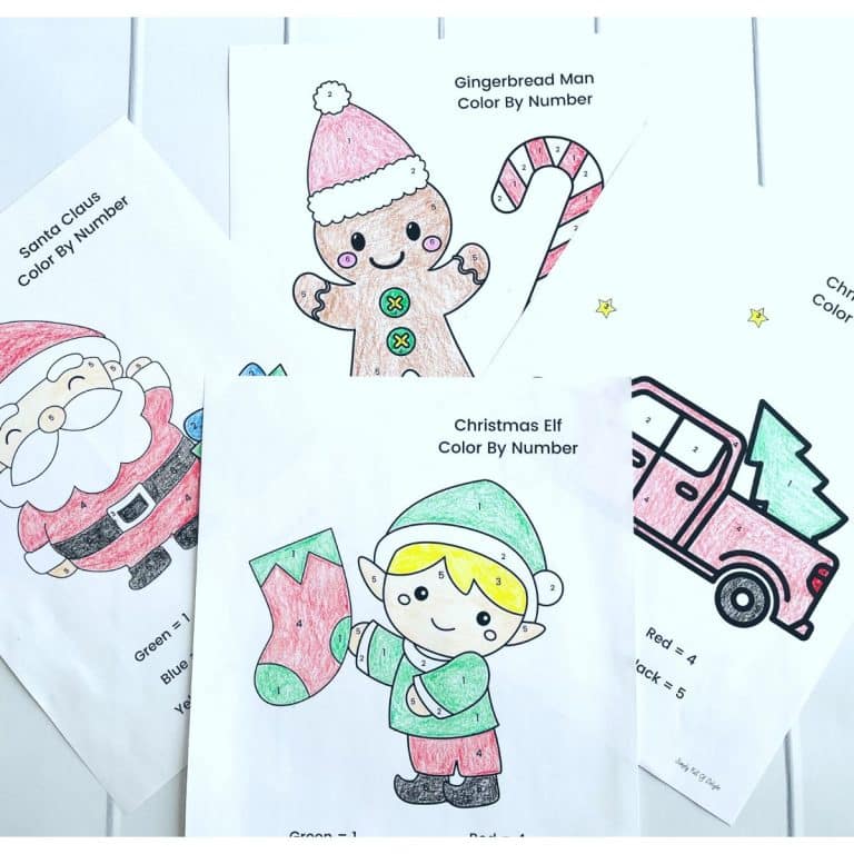 Free Christmas Color by Number Printables for Kids - Simply Full of Delight
