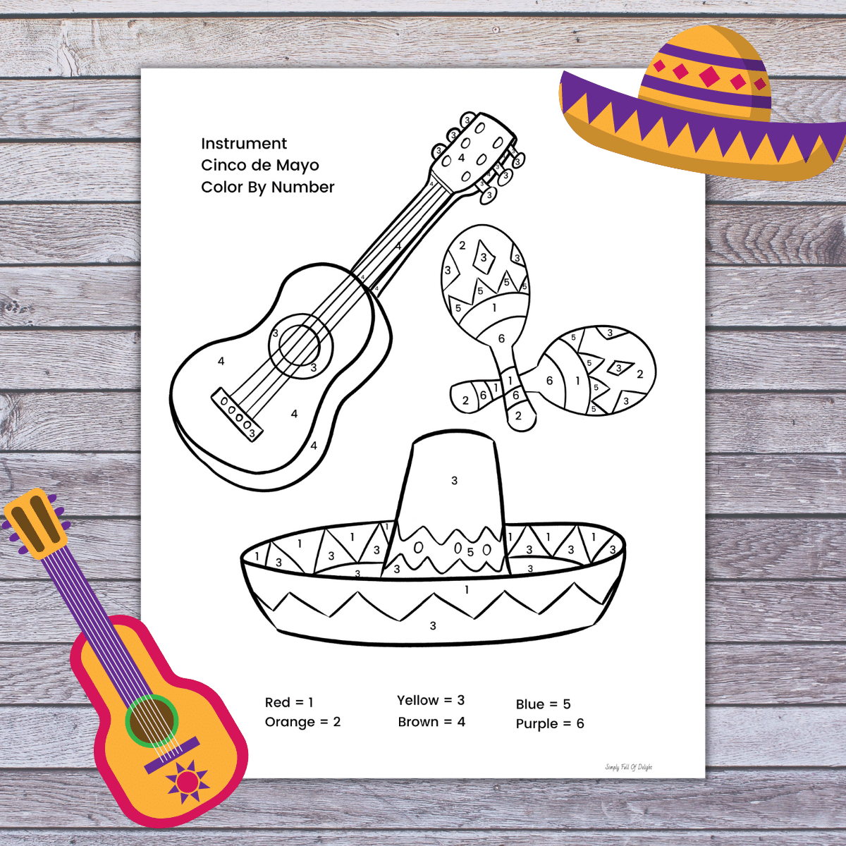 Free Printable Cinco de Mayo Color by Number Pages - Simply Full of Delight