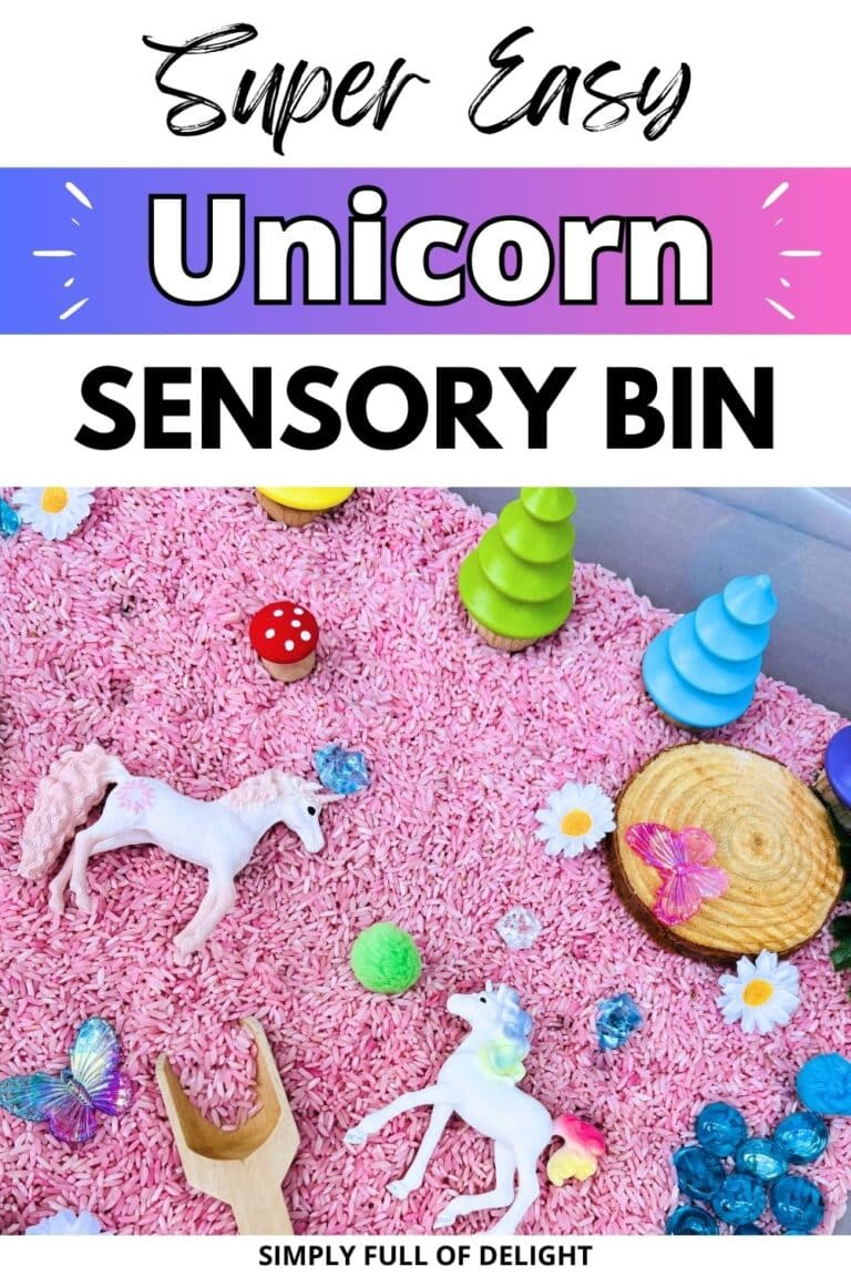 Easy DIY Unicorn Sensory Bin for Kids (So cute!) - Simply Full of Delight