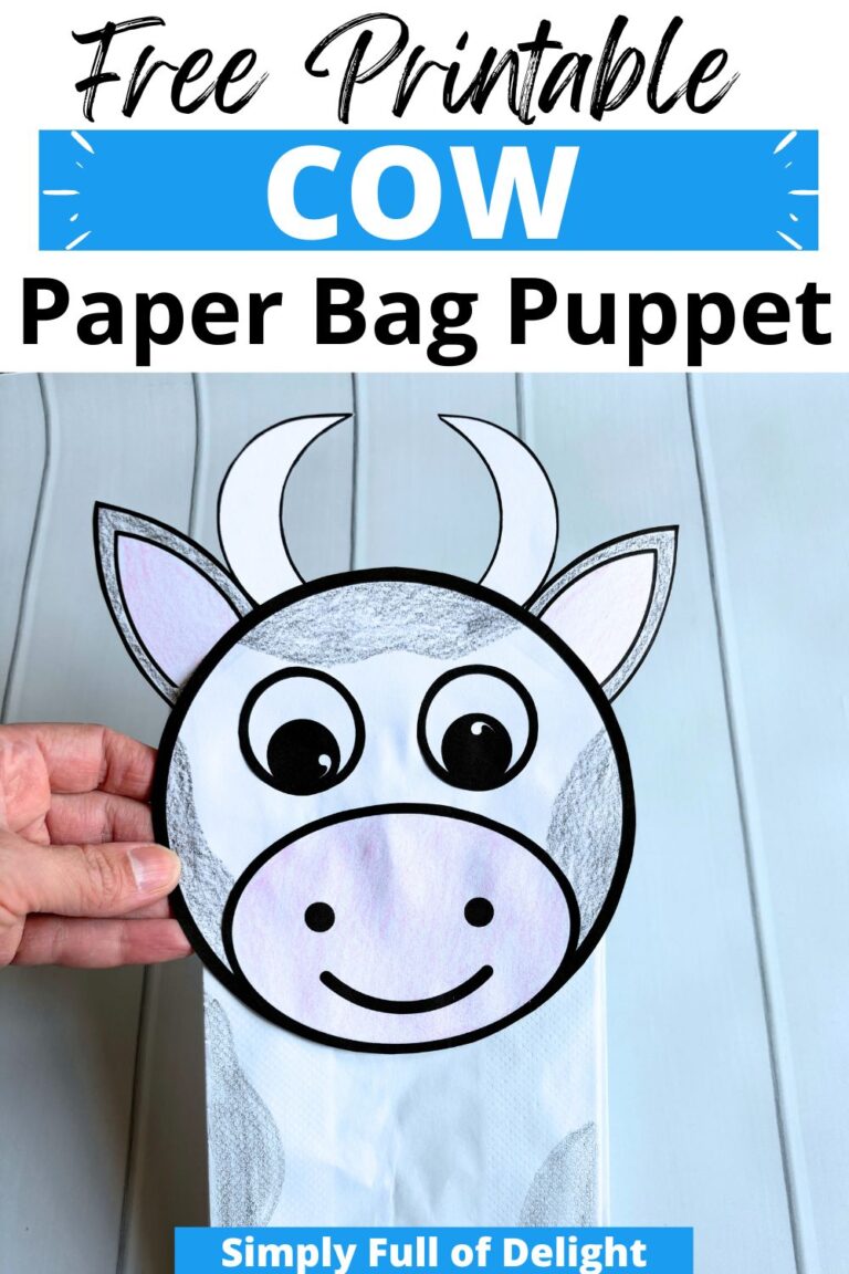 Easy Cow Paper Bag Puppet (Free Printable Template!) - Simply Full of ...