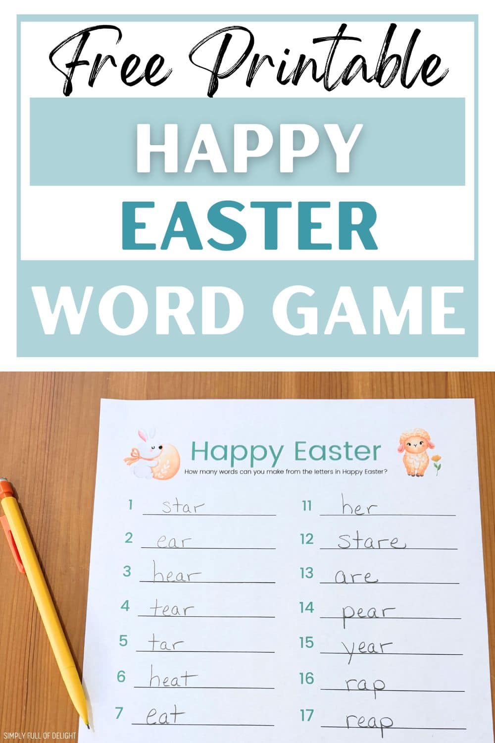How Many Words Can You Make from Happy Easter (Free!) - Simply Full of ...