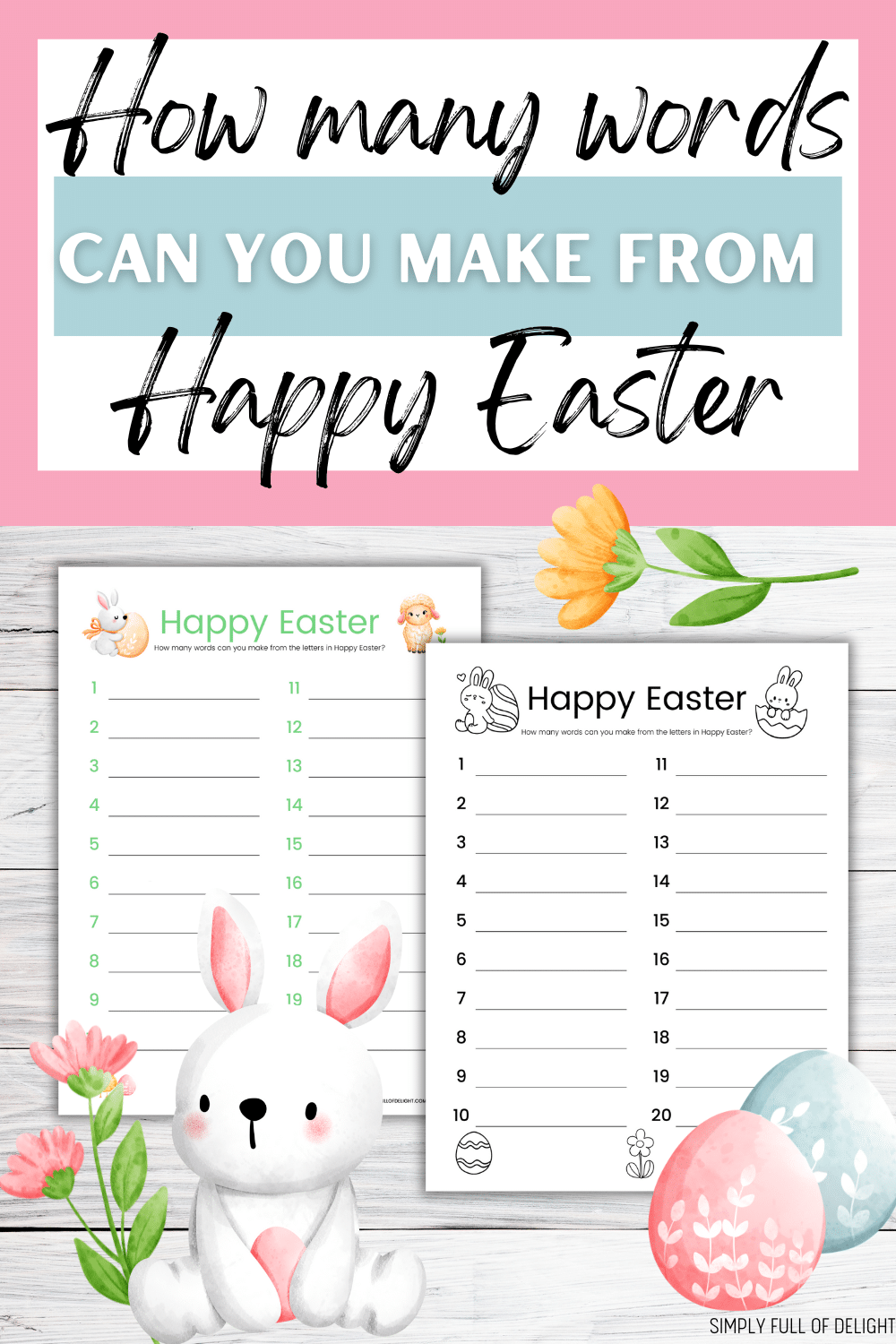 How Many Words Can You Make from Happy Easter (Free!) - Simply Full of ...