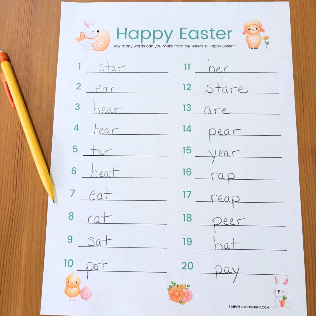 How Many Words Can You Make from Happy Easter (Free!) - Simply Full of ...