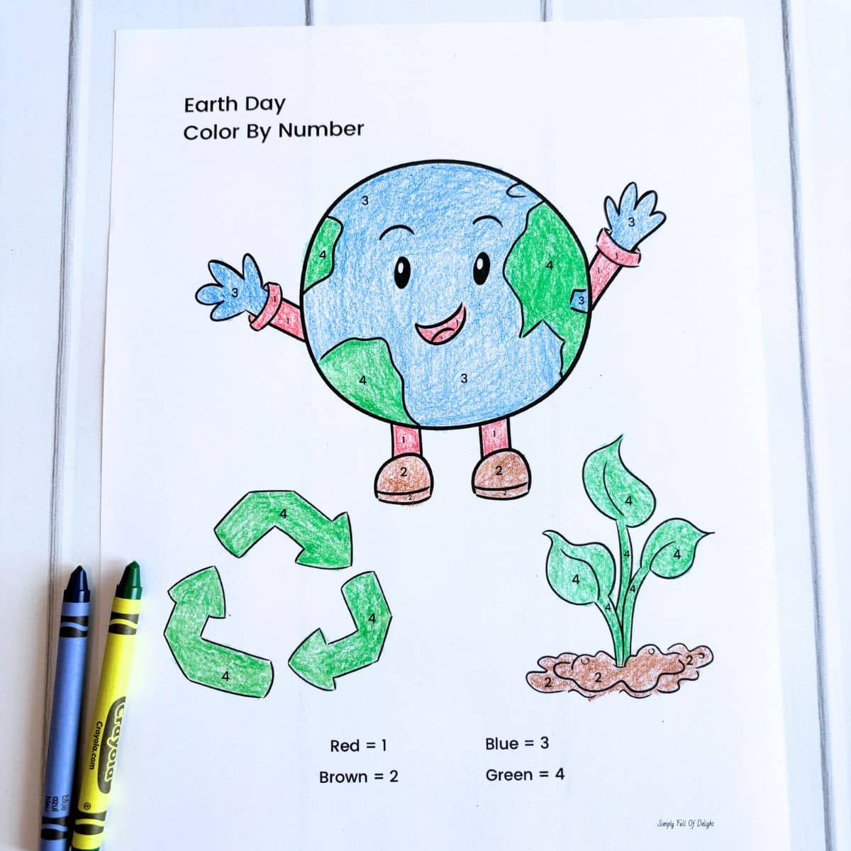Free Color by Number Earth Day Printables for Kids - Simply Full of Delight