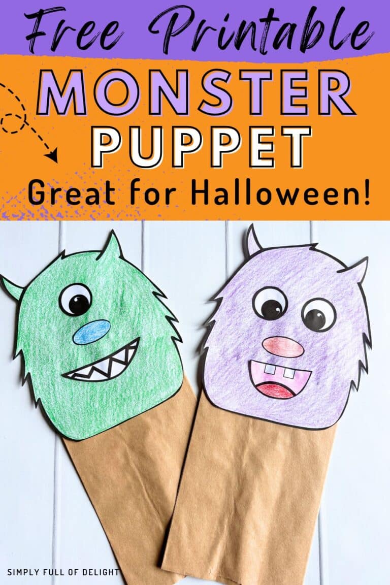 Monster Paper Bag Puppet for Kids (Free Template!) - Simply Full of Delight