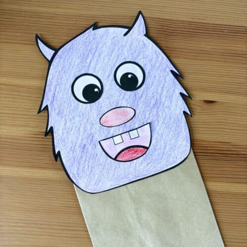 Monster Paper Bag Puppet for Kids (Free Template!) - Simply Full of Delight