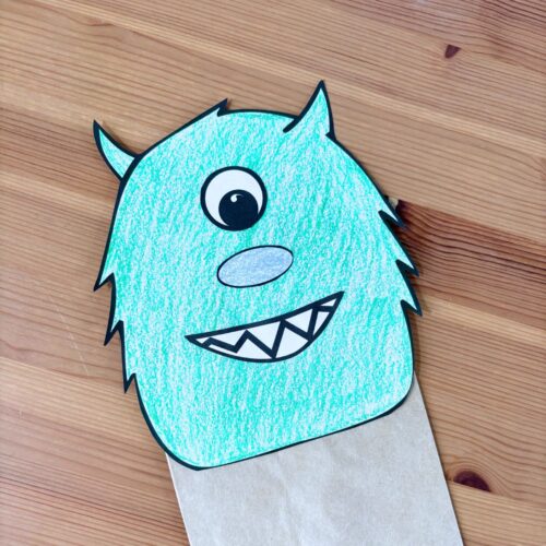 Monster Paper Bag Puppet for Kids (Free Template!) - Simply Full of Delight