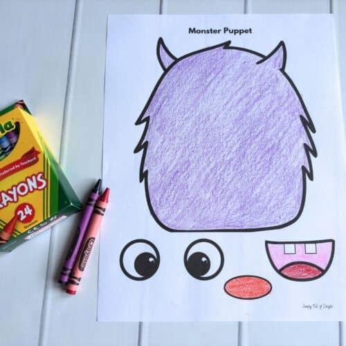 Monster Paper Bag Puppet for Kids (Free Template!) - Simply Full of Delight