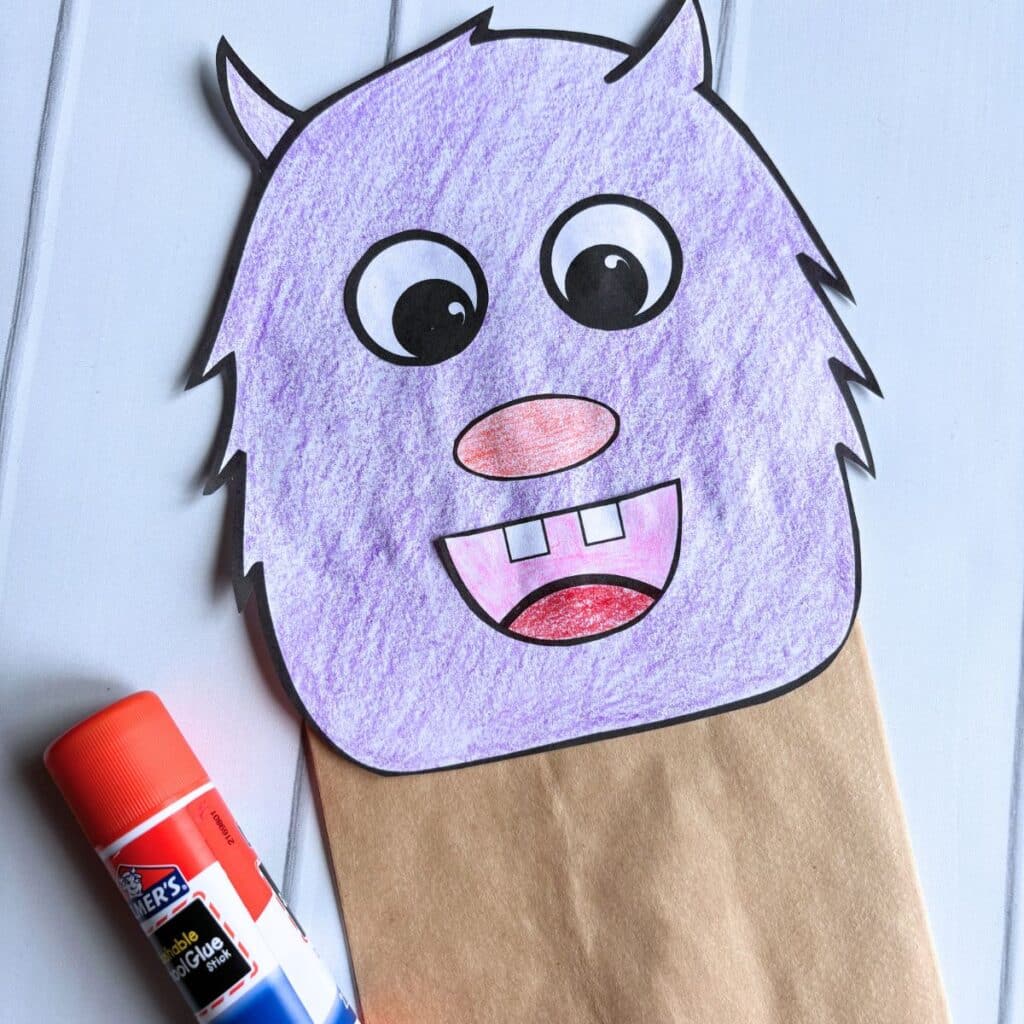 Monster Paper Bag Puppet for Kids (Free Template!) - Simply Full of Delight