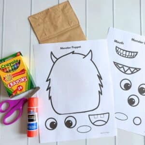 Monster Paper Bag Puppet for Kids (Free Template!) - Simply Full of Delight