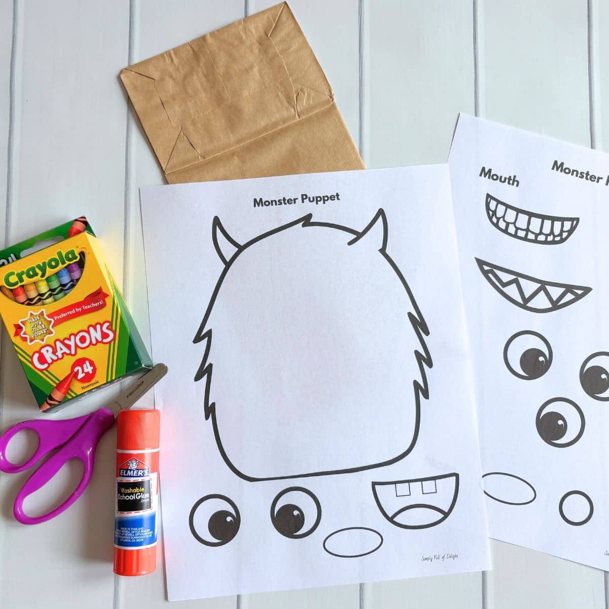 Monster Paper Bag Puppet for Kids (Free Template!) - Simply Full of Delight