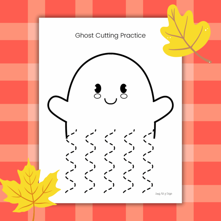Ghost Cutting Skills Worksheets for Halloween - Simply Full of Delight