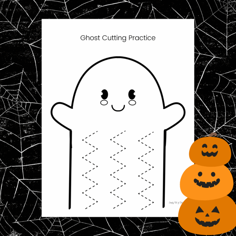 Ghost Cutting Skills Worksheets for Halloween - Simply Full of Delight