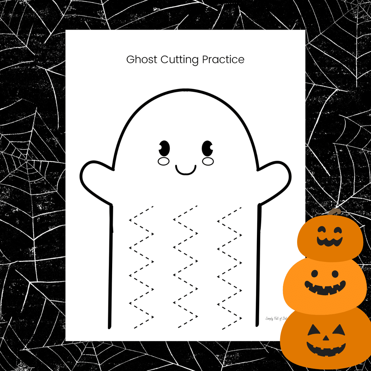 Ghost Cutting Skills Worksheets for Halloween - Simply Full of Delight