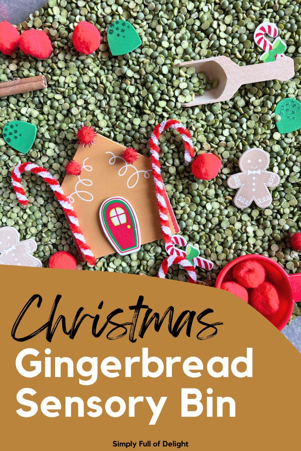 Easy Gingerbread Sensory Bin for Christmas - Simply Full of Delight