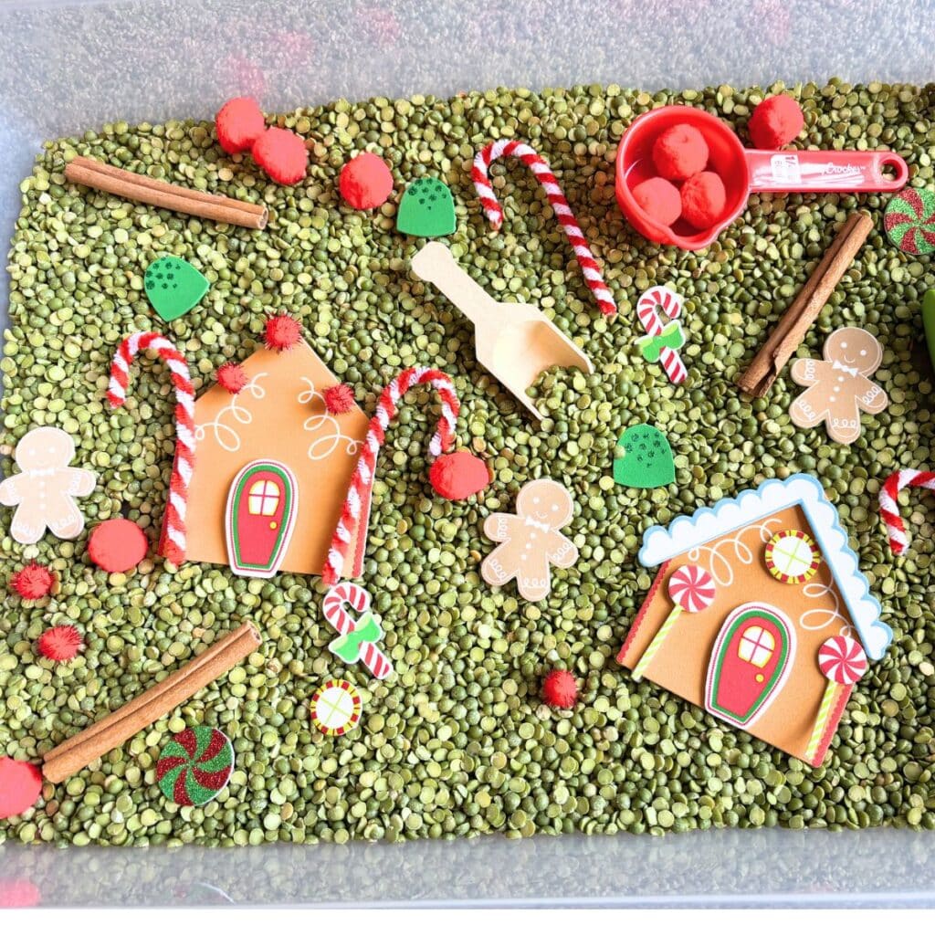 Easy Gingerbread Sensory Bin for Christmas - Simply Full of Delight