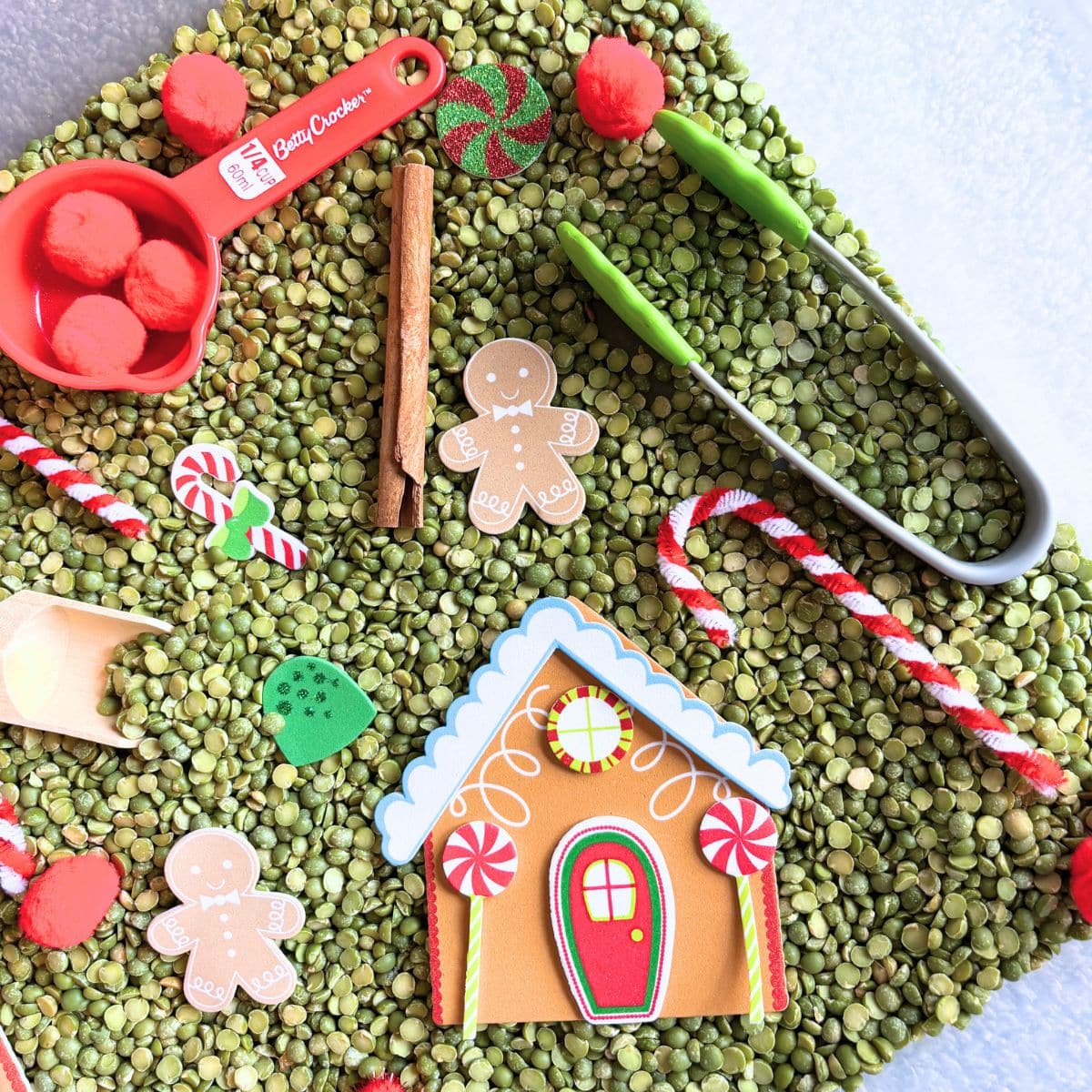 Easy Gingerbread Sensory Bin for Christmas - Simply Full of Delight