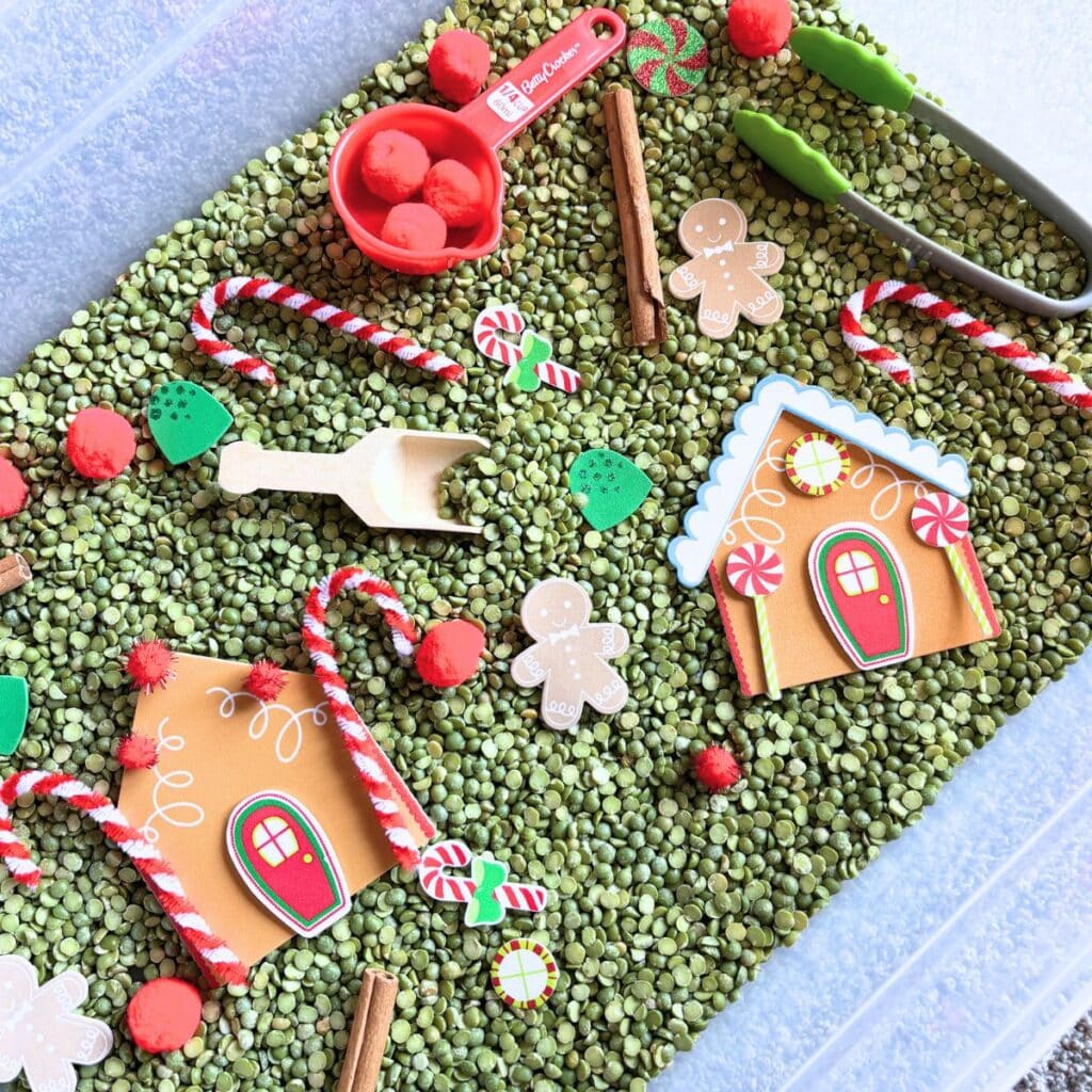 Easy Gingerbread Sensory Bin for Christmas - Simply Full of Delight