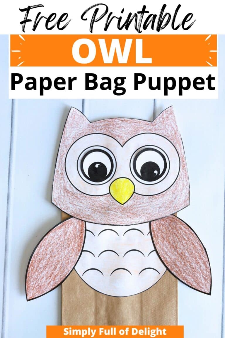 Owl Paper Bag Puppet Craft for Kids (Free Template!) - Simply Full of ...