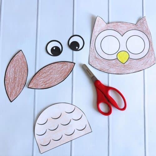 Owl Paper Bag Puppet Craft for Kids (Free Template!) - Simply Full of ...