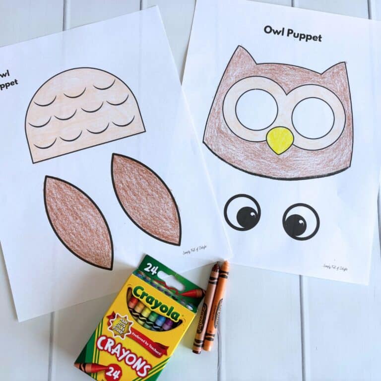Owl Paper Bag Puppet Craft for Kids (Free Template!) - Simply Full of ...