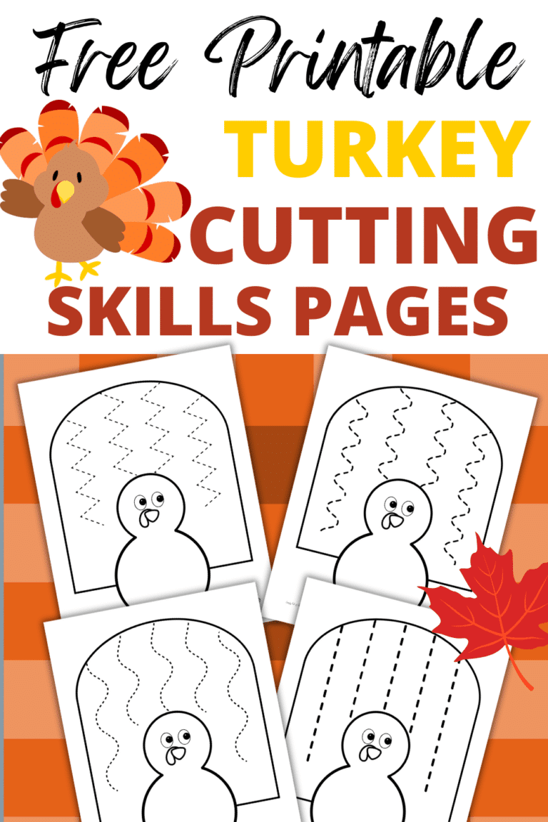 Turkey Cutting Skills Worksheets for Thanksgiving - Simply Full of Delight