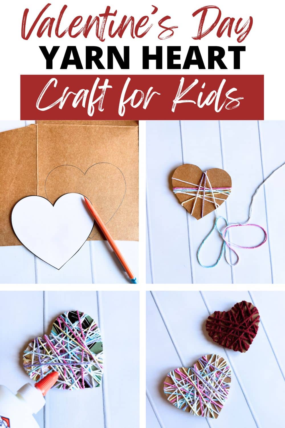 Easy Yarn Heart Craft for Kids (Free Heart Template!) - Simply Full of ...