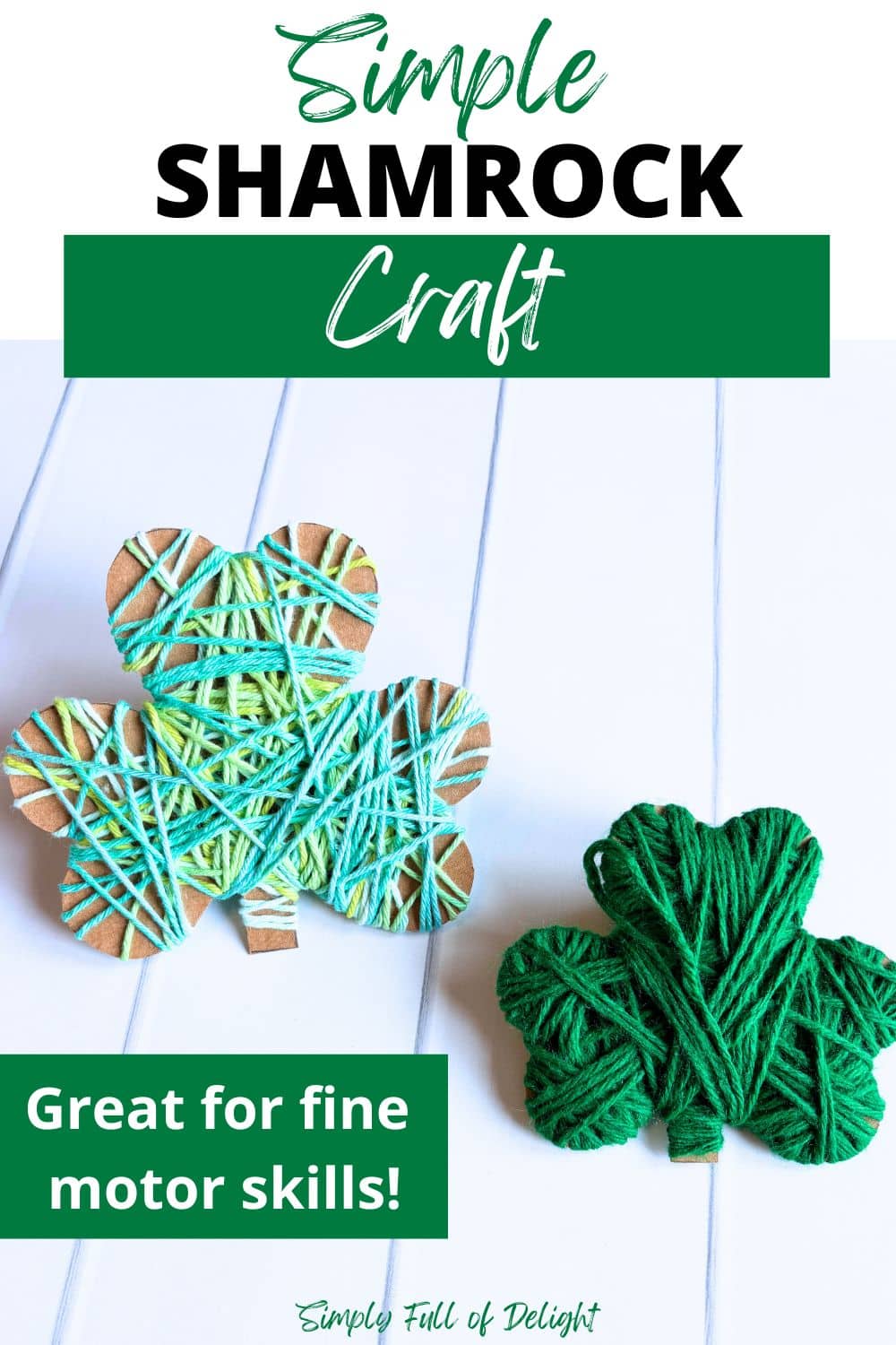 Yarn Shamrock Craft for Kids (Free Shamrock Template) - Simply Full of ...