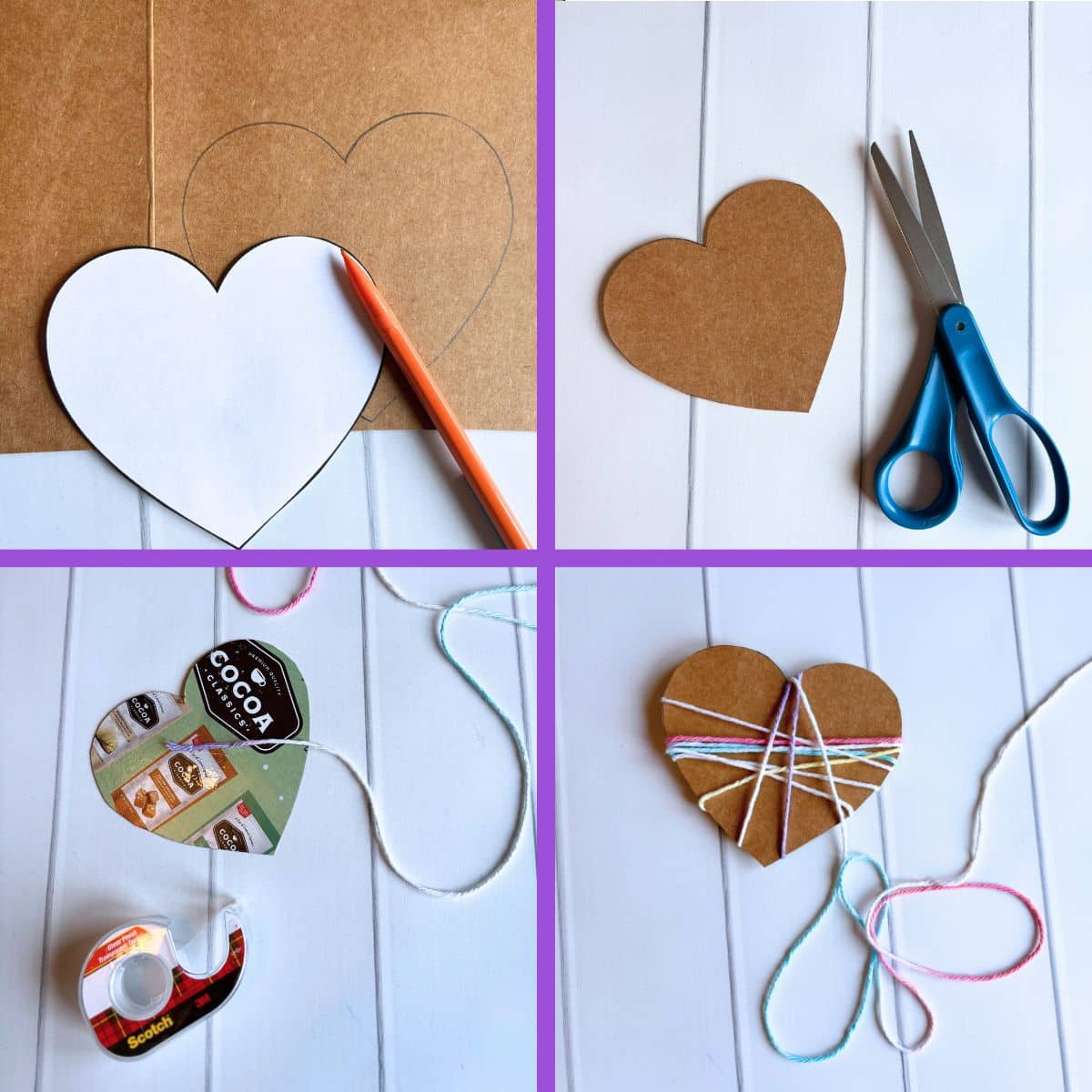 Easy Yarn Heart Craft for Kids (Free Heart Template!) - Simply Full of ...