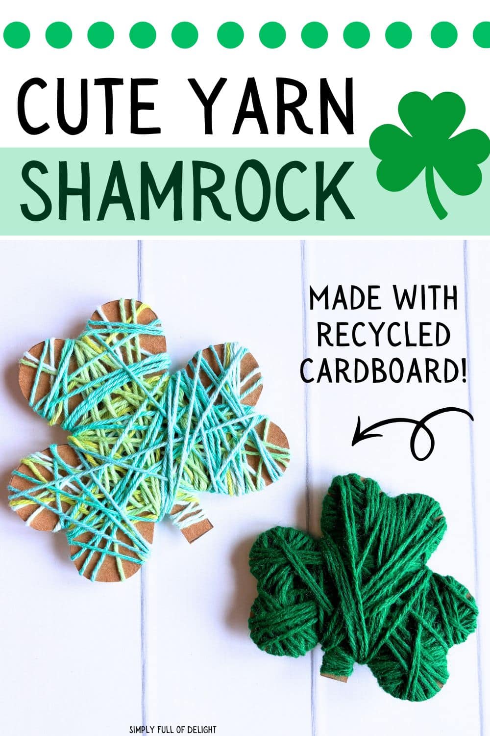 Yarn Shamrock Craft for Kids (Free Shamrock Template) - Simply Full of ...