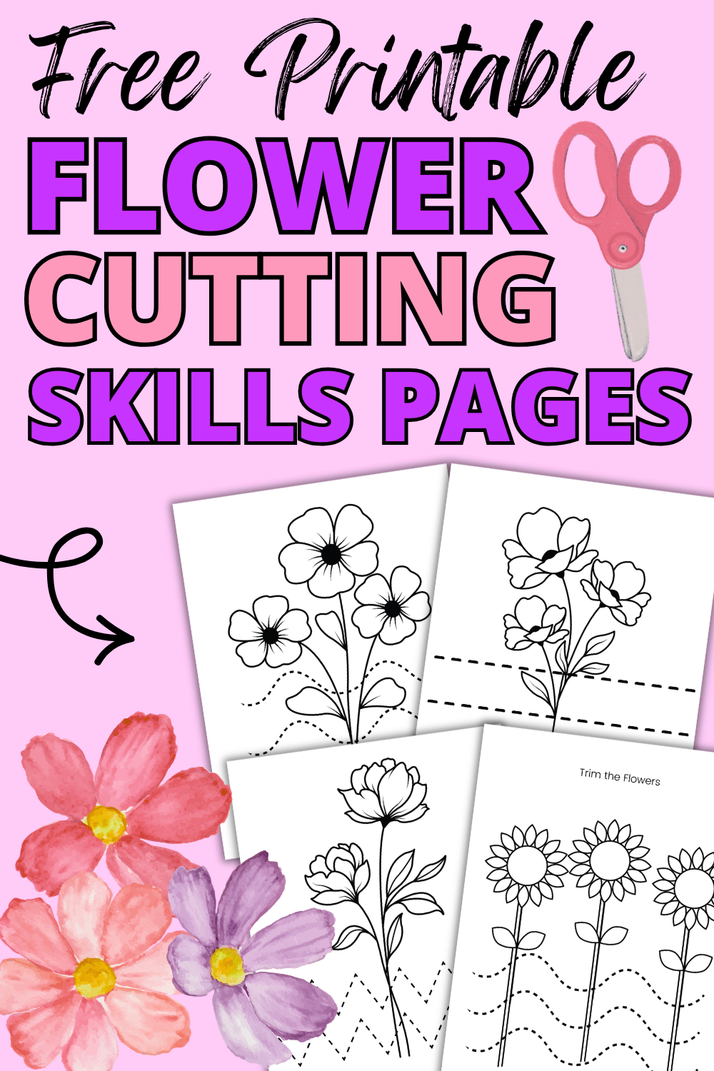 Free Flower Cutting Skills Worksheets for Spring - Simply Full of Delight