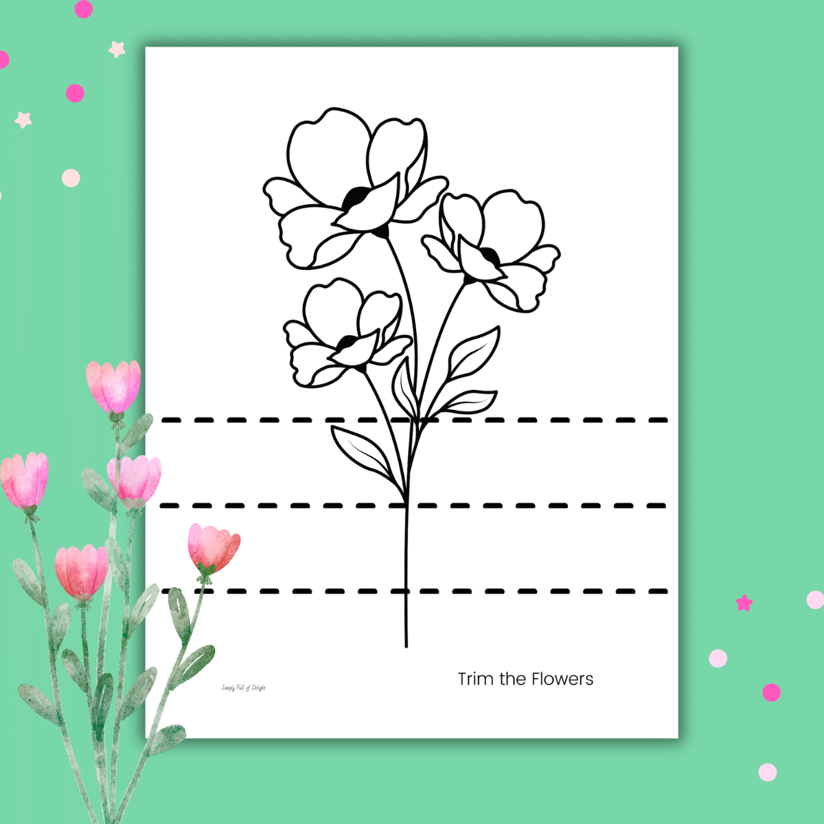 Free Flower Cutting Skills Worksheets for Spring - Simply Full of Delight