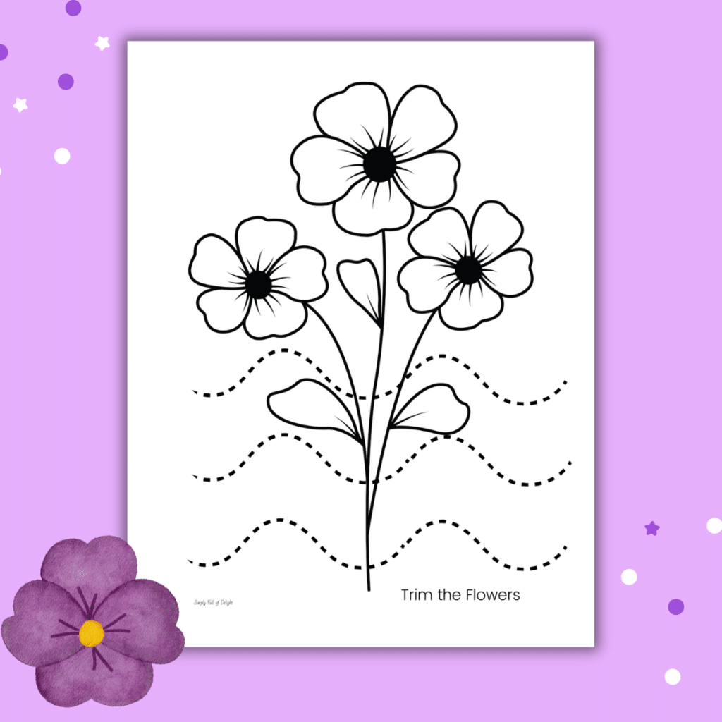 Free Flower Cutting Skills Worksheets for Spring - Simply Full of Delight