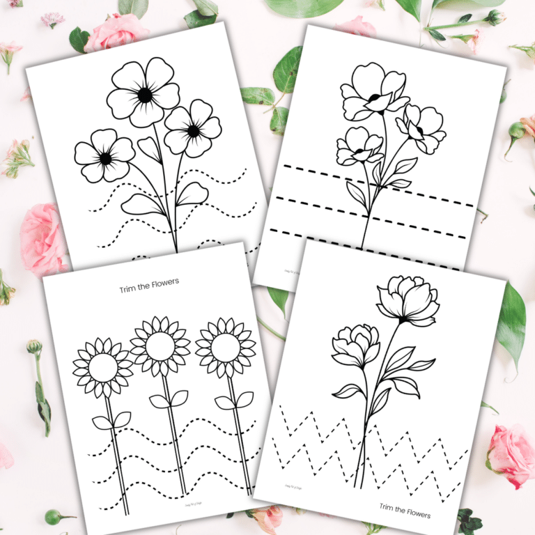 Free Flower Cutting Skills Worksheets for Spring - Simply Full of Delight
