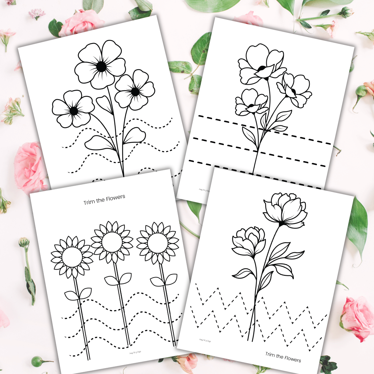 Free Flower Cutting Skills Worksheets for Spring - Simply Full of Delight