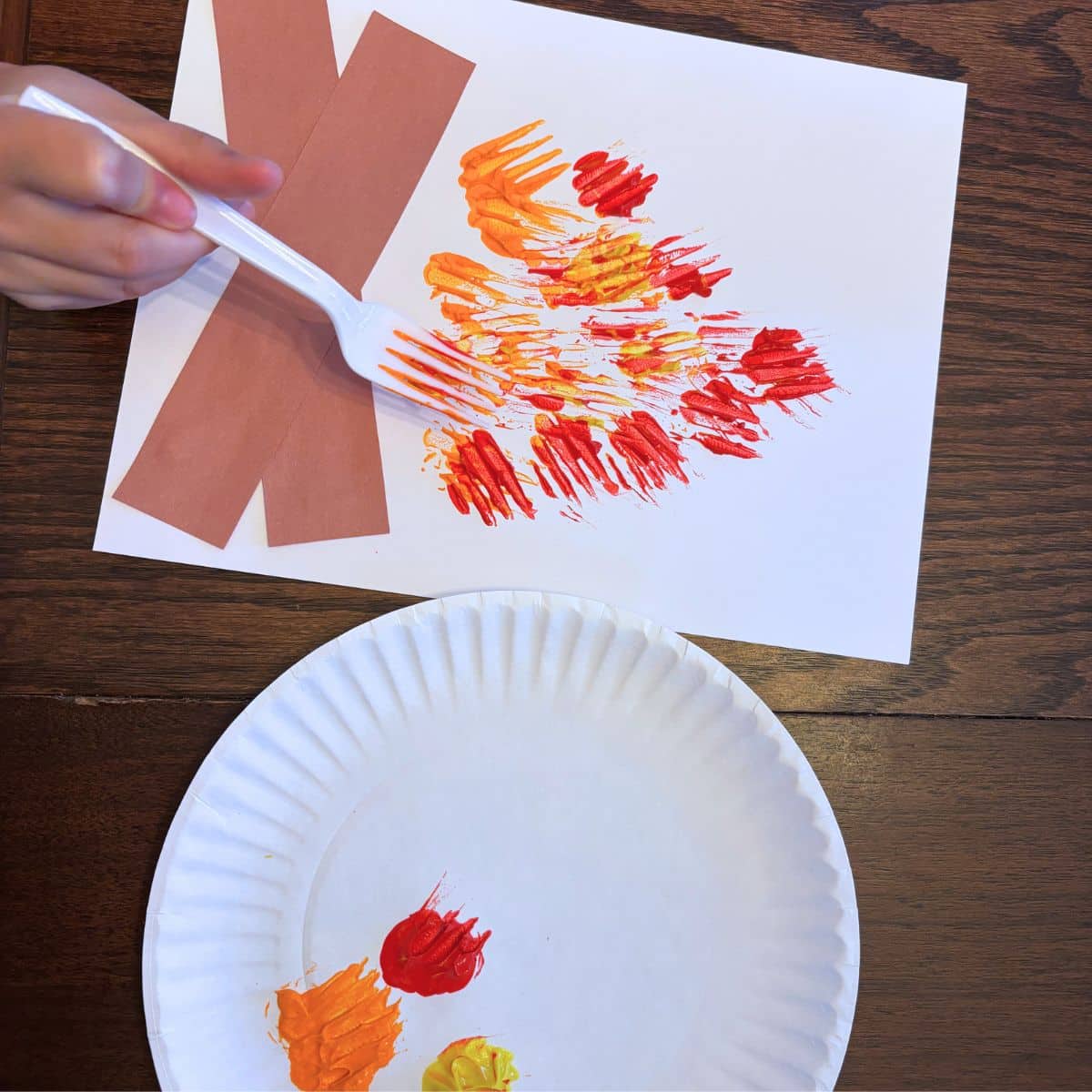 Easy Fork Painting Campfire Craft for Preschool - Simply Full of Delight
